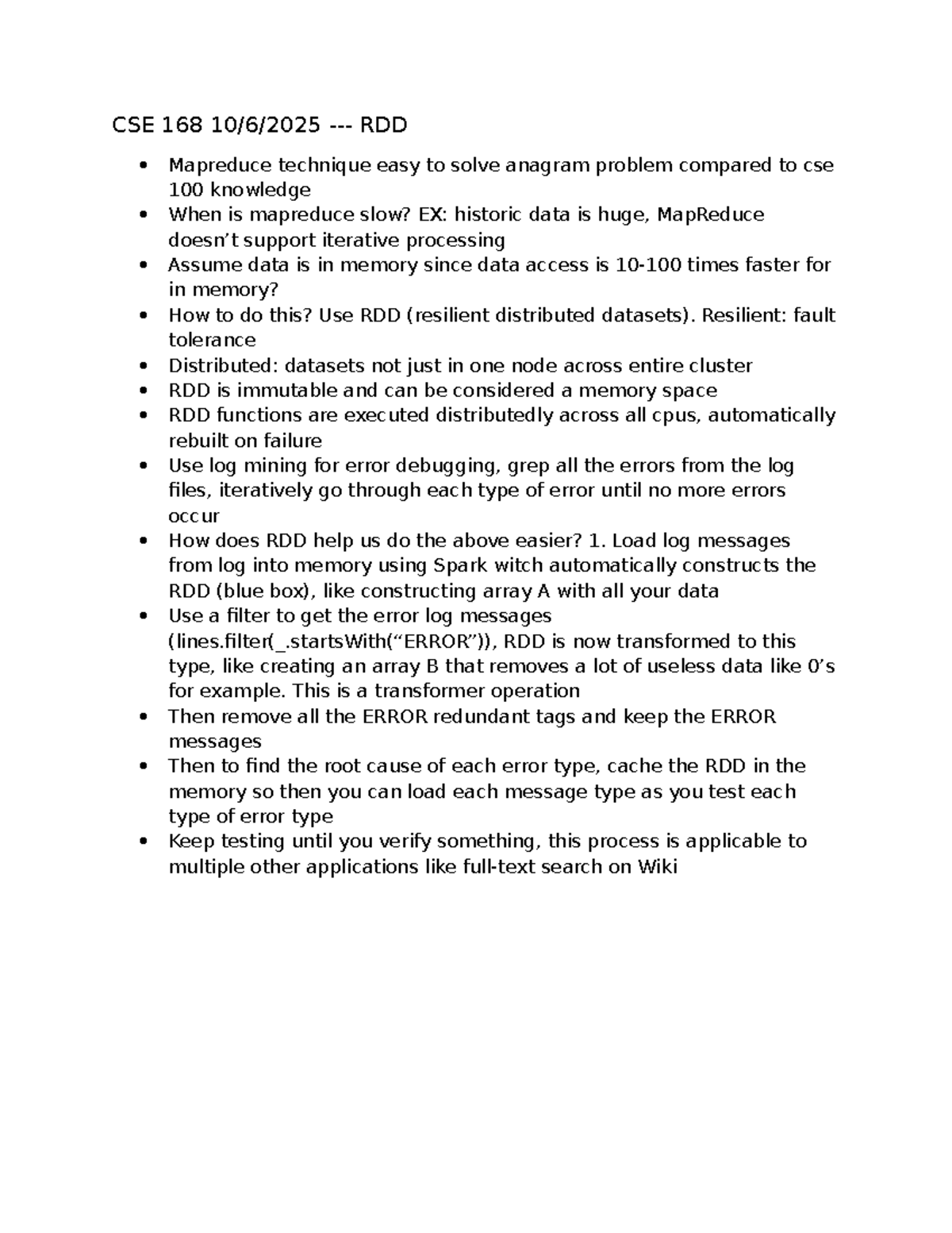 CSE 168 - Analyzing RDD MapReduce for Anagram Problem Solving - Studocu
