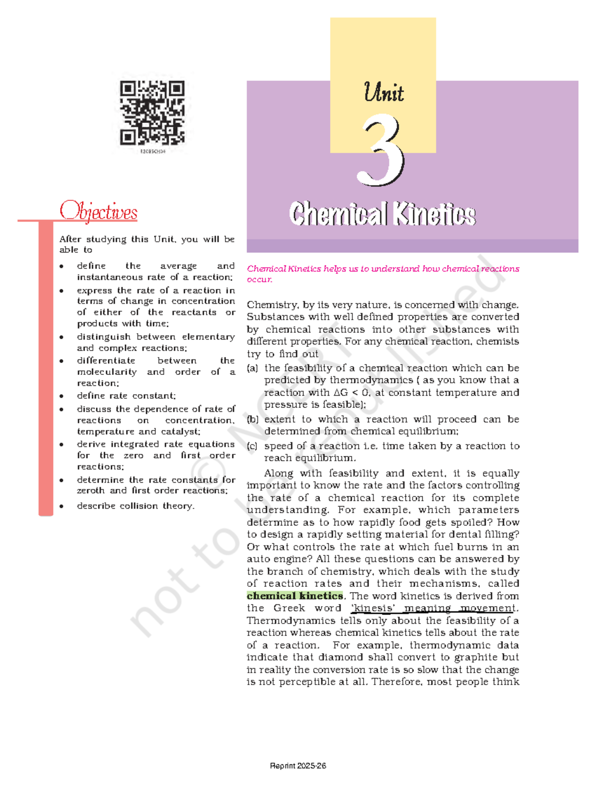 Ch 3: Chemical Kinetics - Unit 3 Objectives and Key Concepts - Studocu