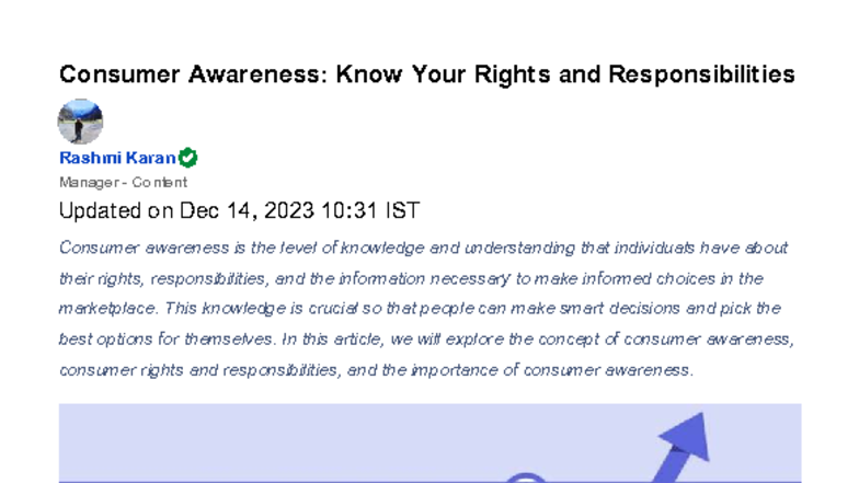 Consumer Awareness: Understanding Your Rights & Responsibilities - Studocu