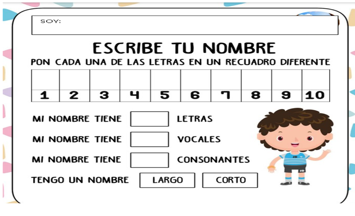 Escribe TU Nombre - CUENTO - SOY: ESCRIBE TU NOMBRE PON CADA UNA DE LAS ...