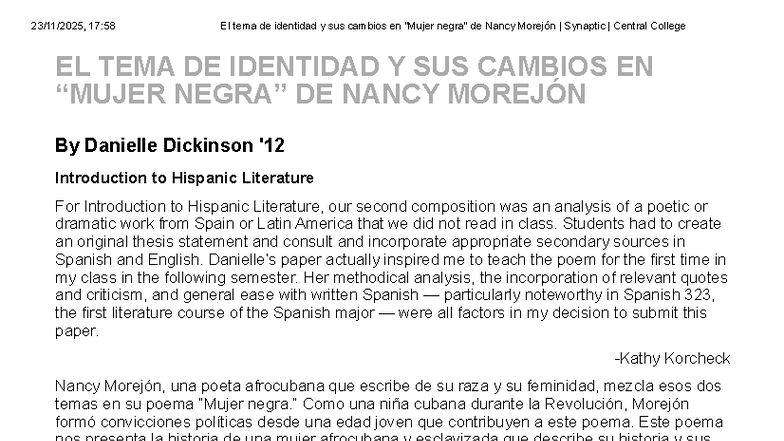 El tema de identidad y sus cambios en “Mujer negra” de Nancy Morejón ...