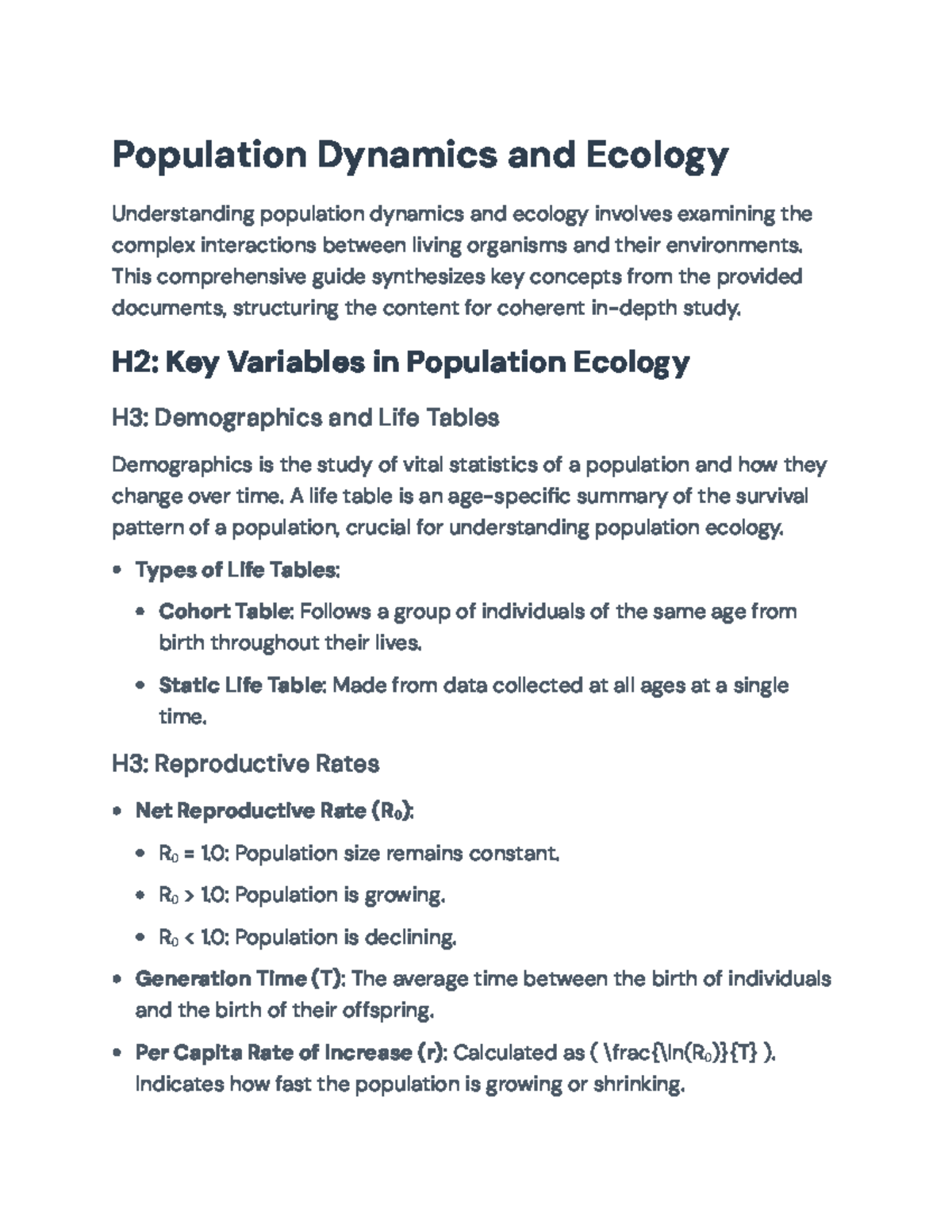 Population Dynamics and Ecology: Key Concepts & Applications ...