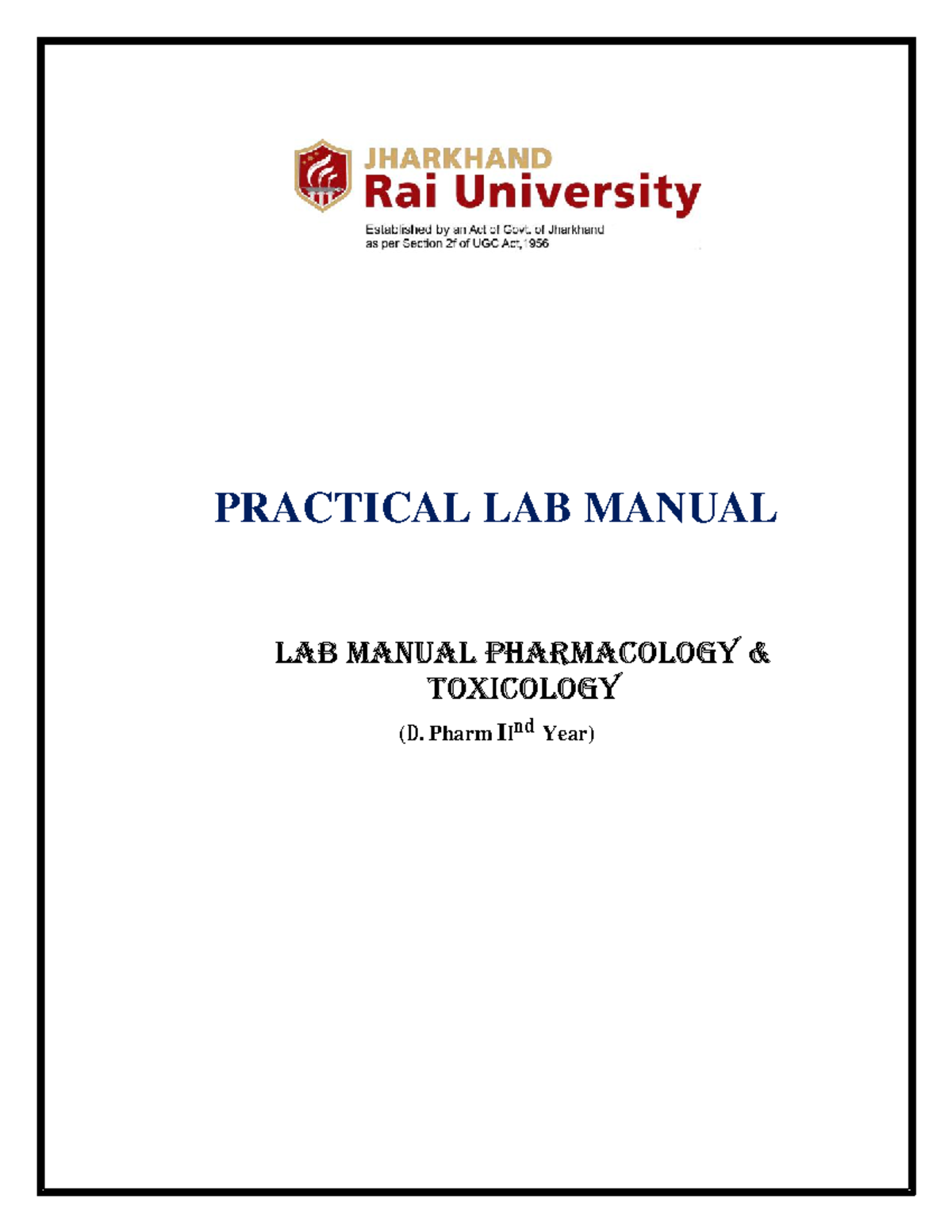 Pharmacology 4th sem practical lab manual - PRACTICAL LAB MANUAL (D ...
