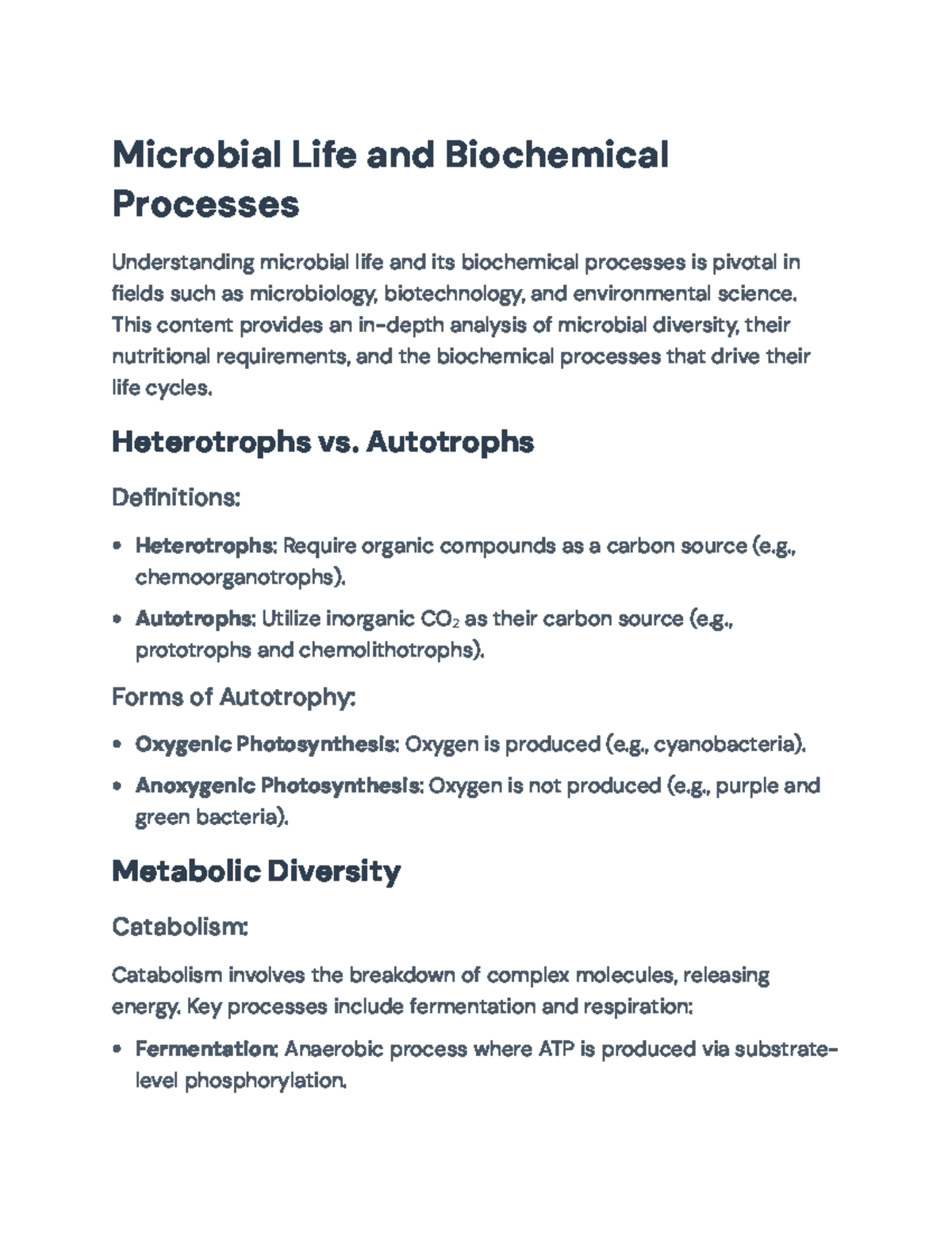 Microbial Life and Biochemical Processes: Insights for Applications ...