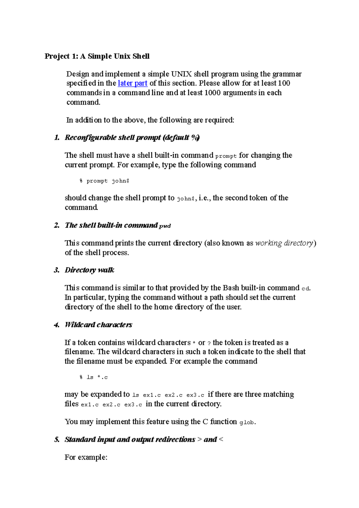 Operating Systems and Systems Programming - Assignment 1 - A Simple ...