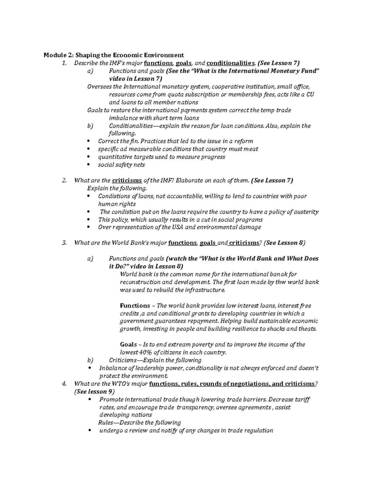Module 2 - MODEL 2 - Module 2: Shaping the Economic Environment 1 ...