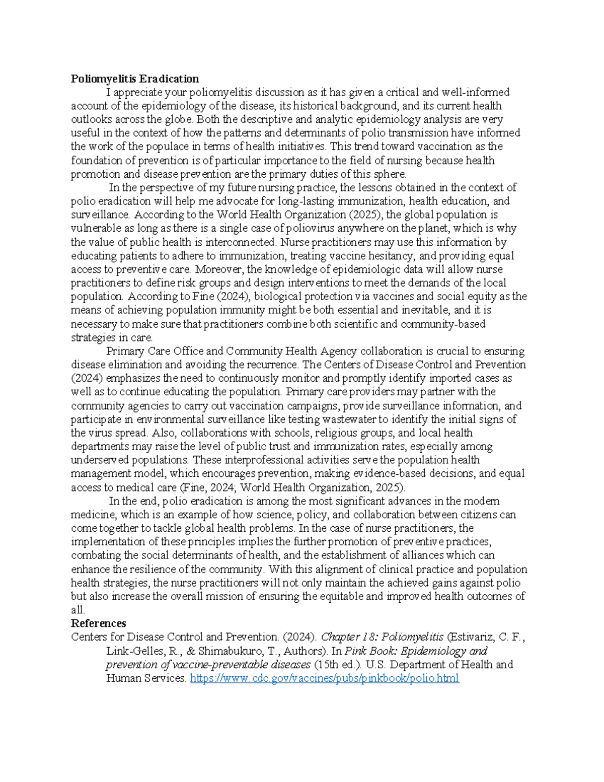 Poliomyelitis Eradication: Insights for Nursing Practice and Public ...