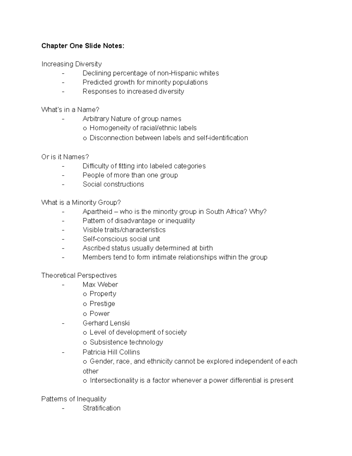 SOC 320: Minority Groups in American Society - Master Lecture Notes ...