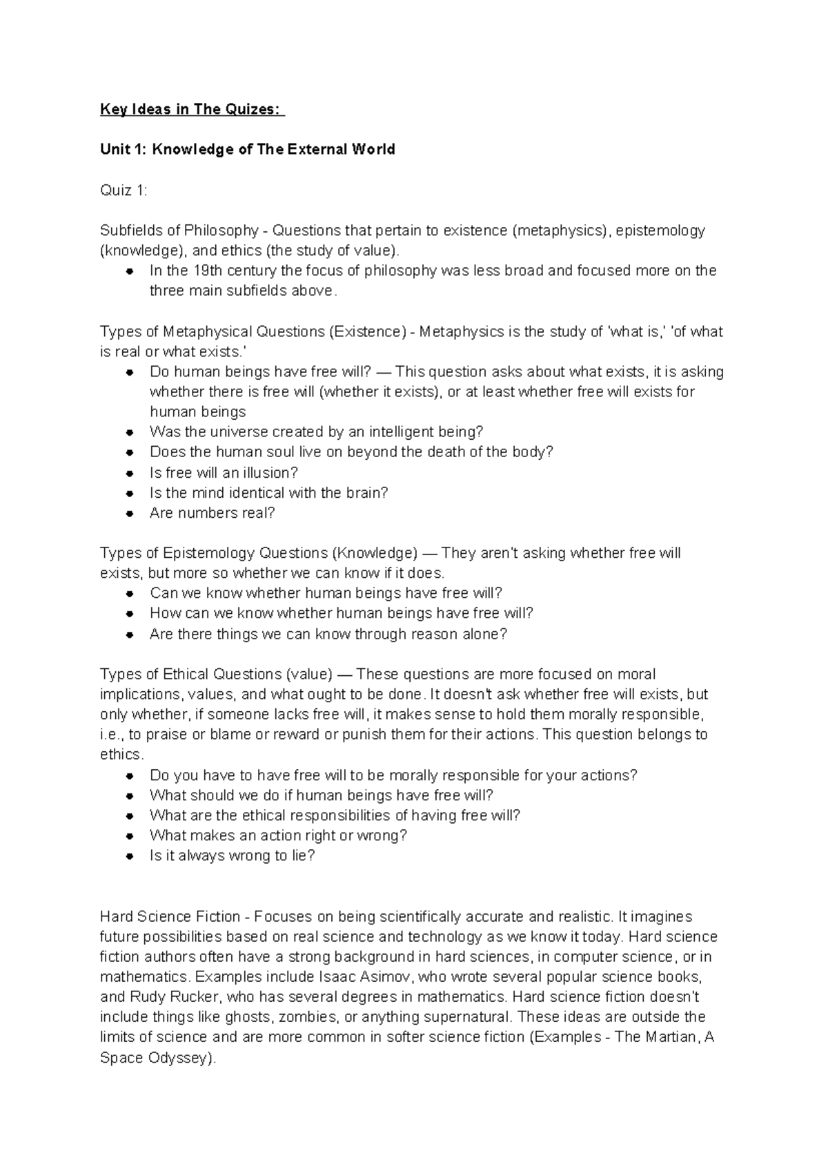 PHIL 101 Final Exam Study Notes: Key Concepts & Quizzes Summary - Studocu