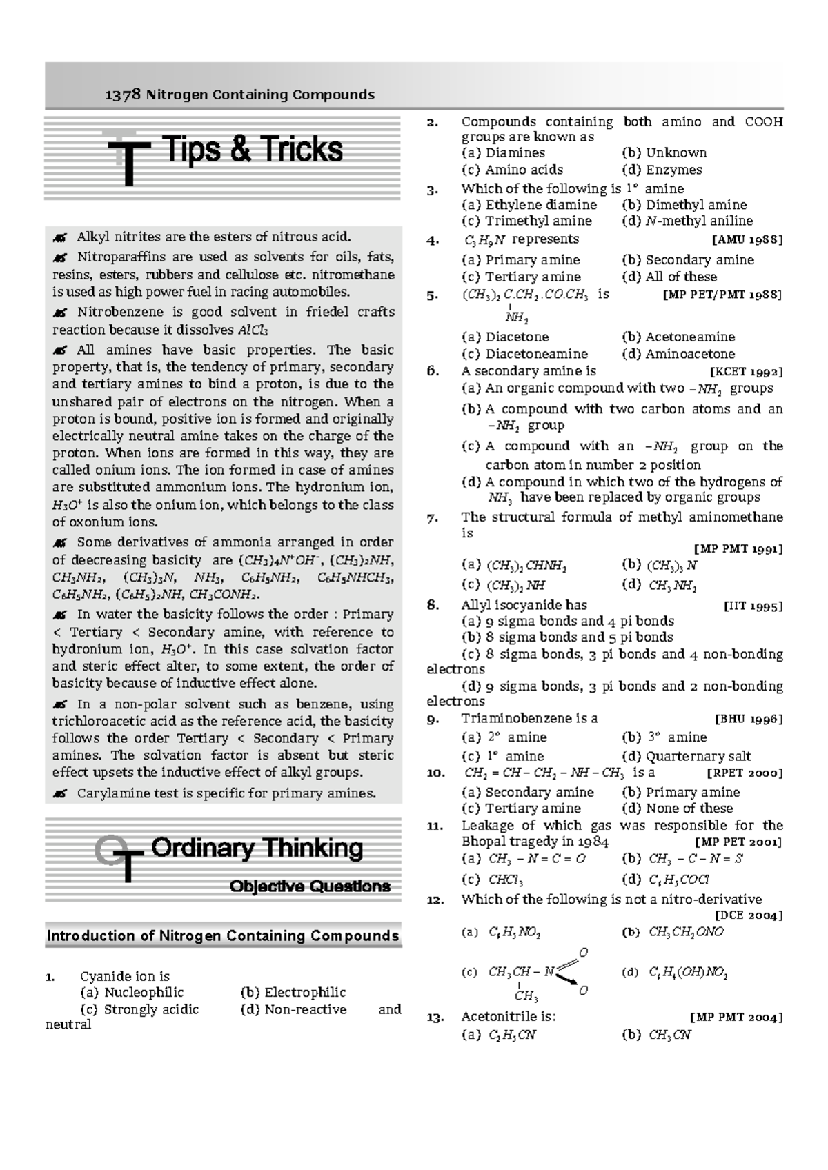 Nitrogen Containing Compounds: Comprehensive Study Guide for PMT 1378 ...