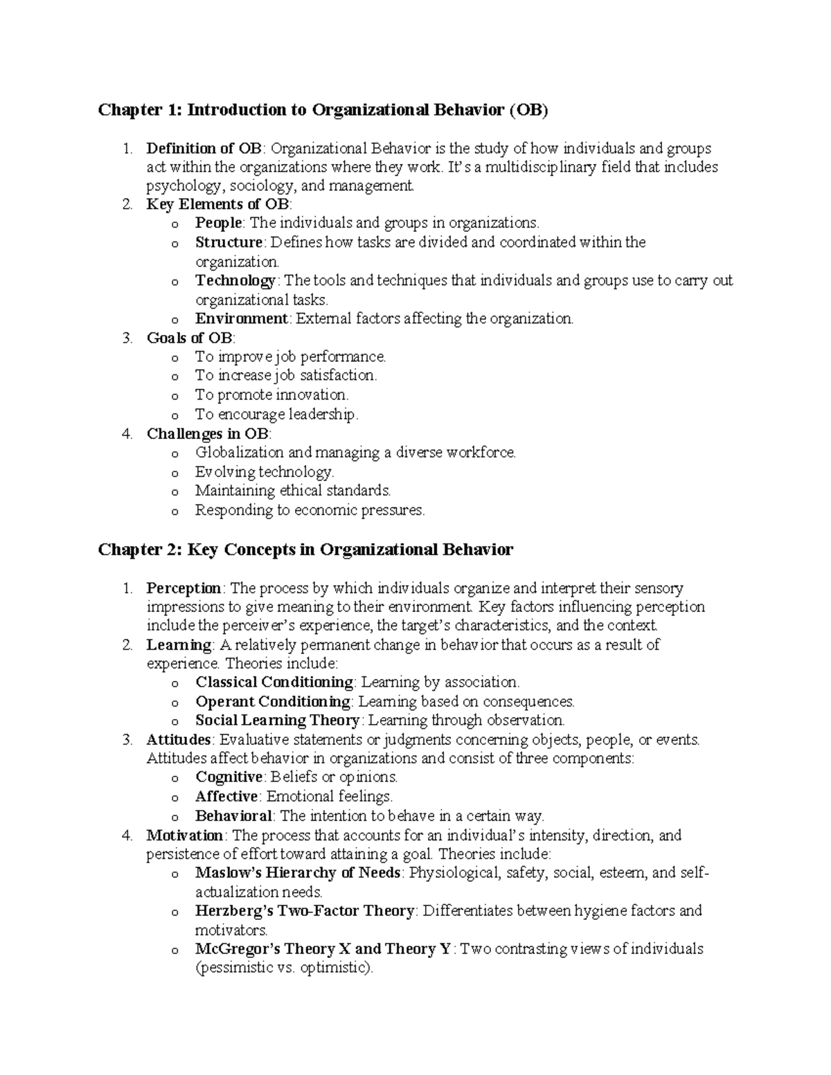 HBO reviewer - Chapter 1: Introduction to Organizational Behavior (OB ...