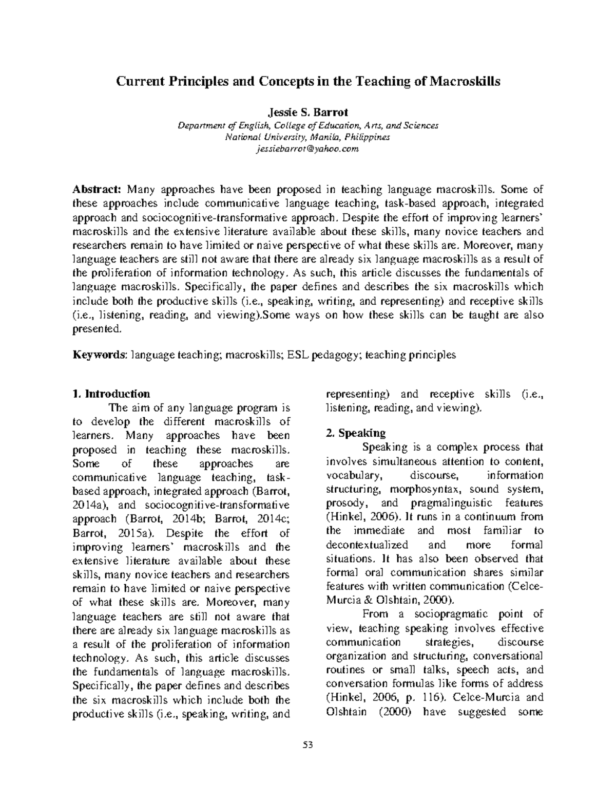 6 Key Language Macroskills: Principles for Effective ESL Teaching - Studocu