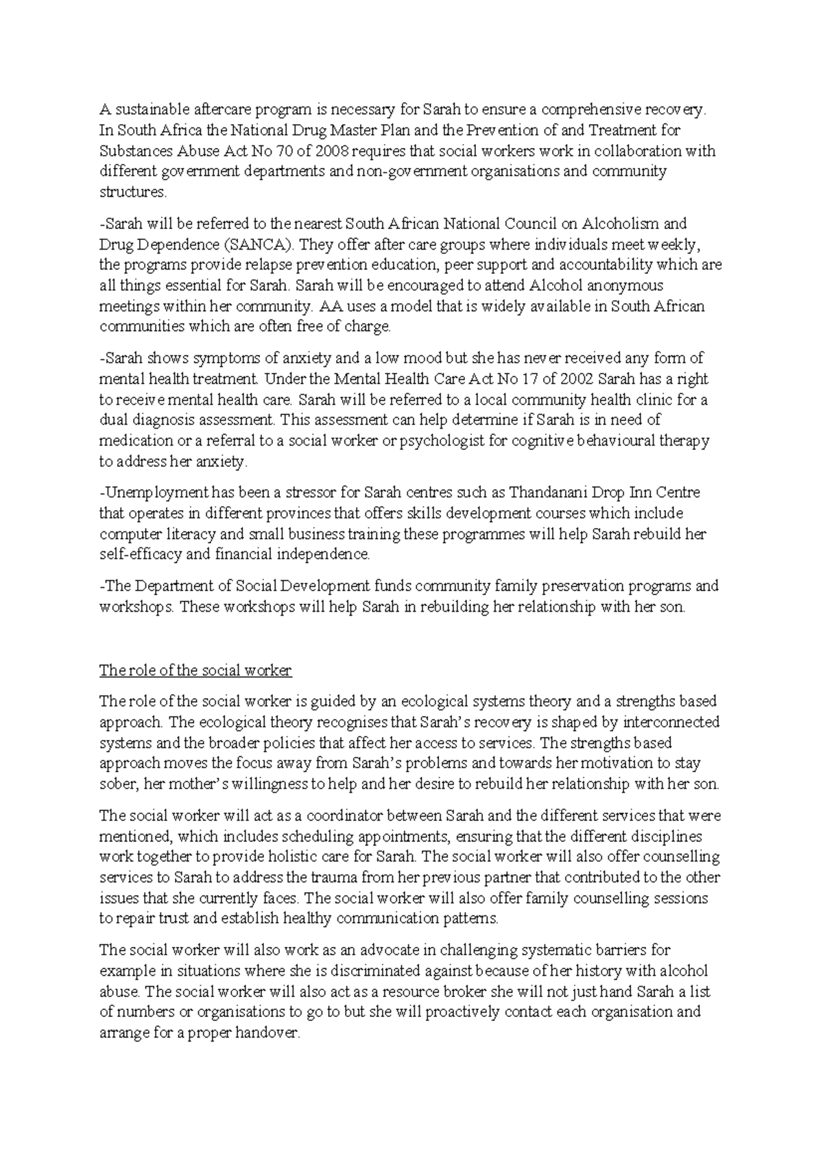 Governmental Resources & Social Worker Role in Recovery 2 - Studocu