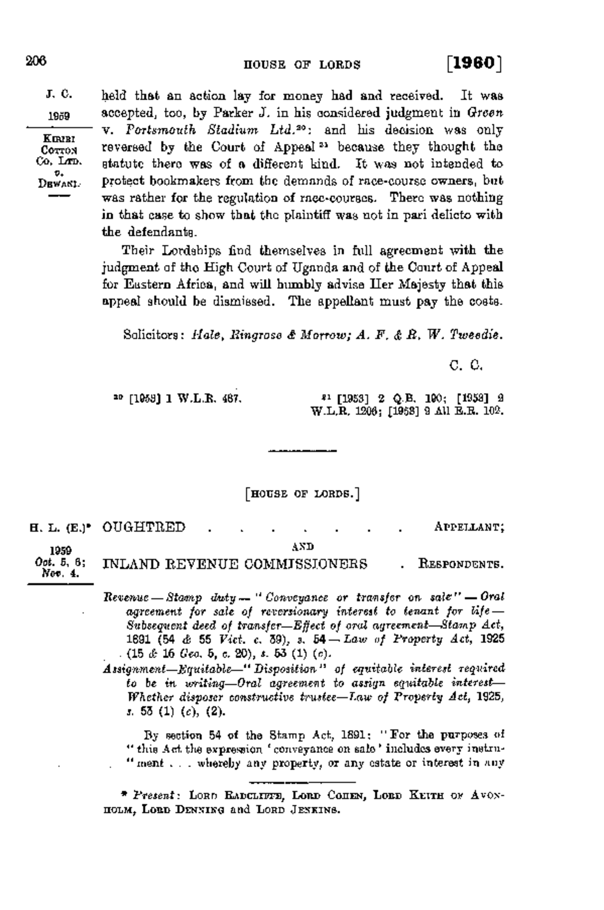 Oughtred v IRC [1959] - House of Lords Judgment on Stamp Duty - Studocu