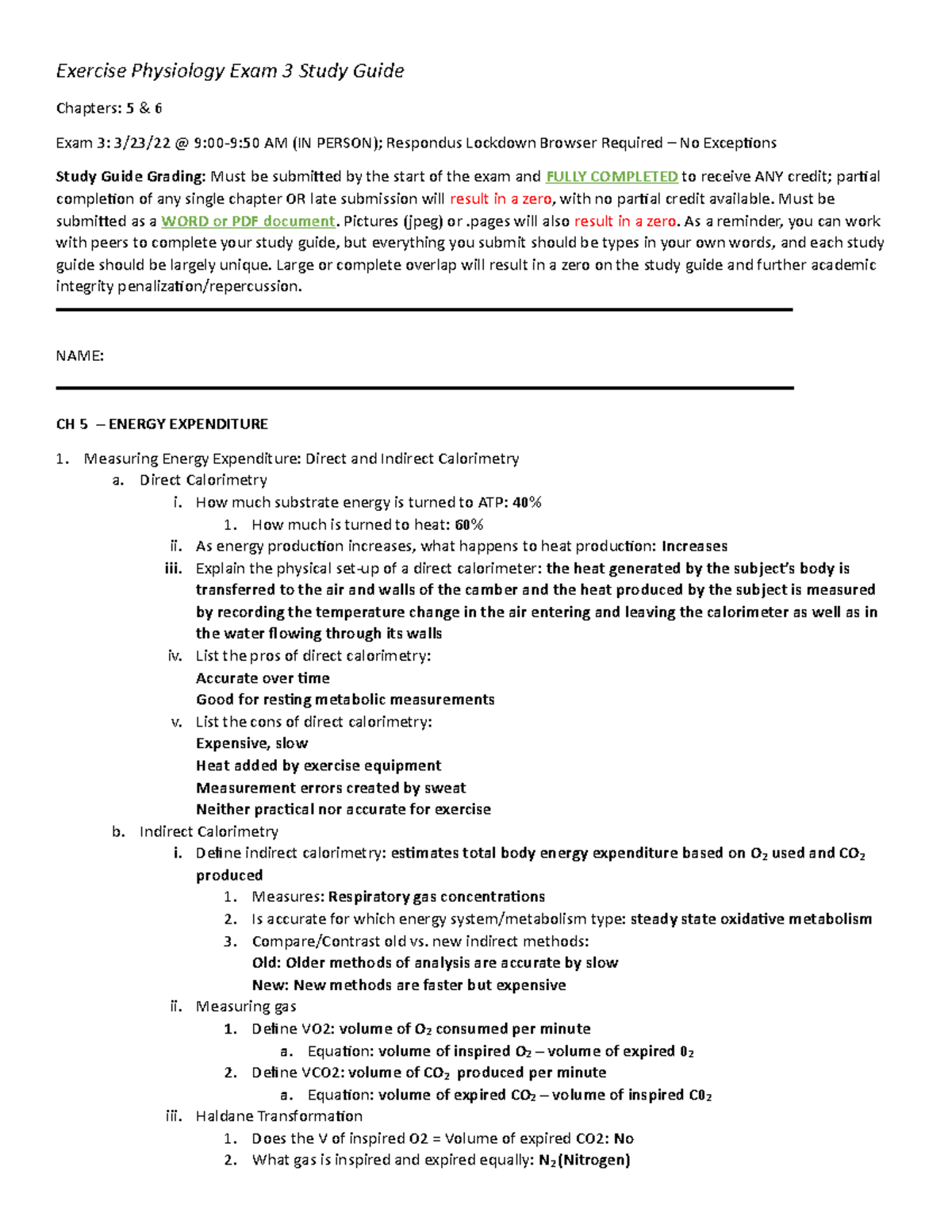 Ex Phys Exam 3 Study Guide: Key Concepts from Ch 5 & 6 - Studocu