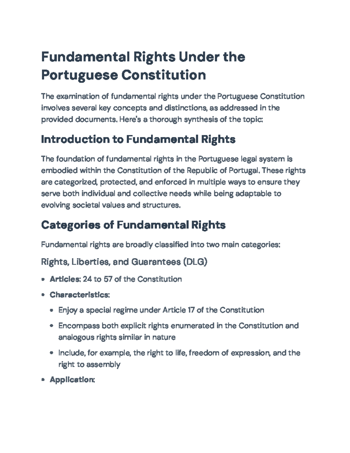 Fundamental Rights and Their Applications in the Portuguese ...