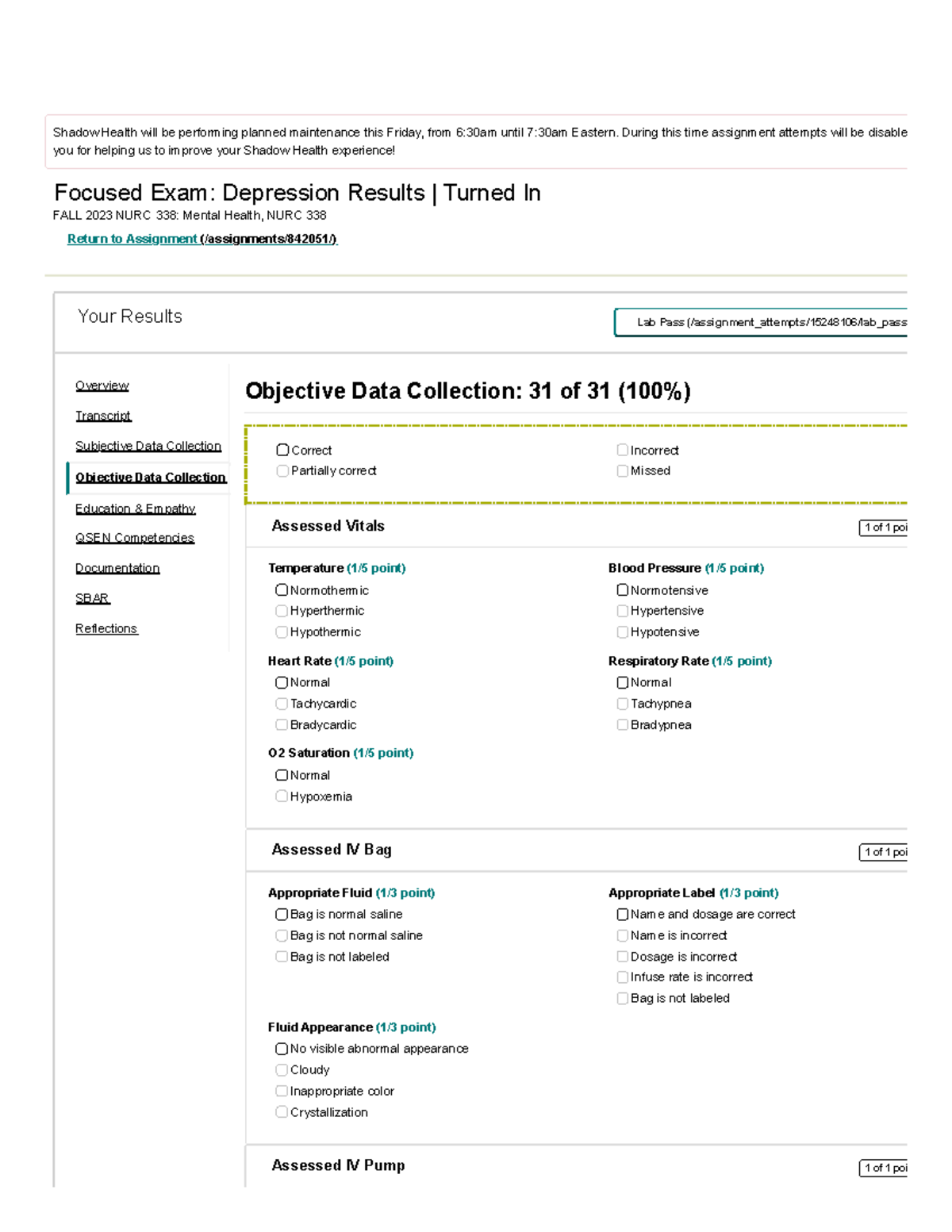 Focused Exam Results: Depression Analysis | Fall 2023 NURC 338 - Studocu