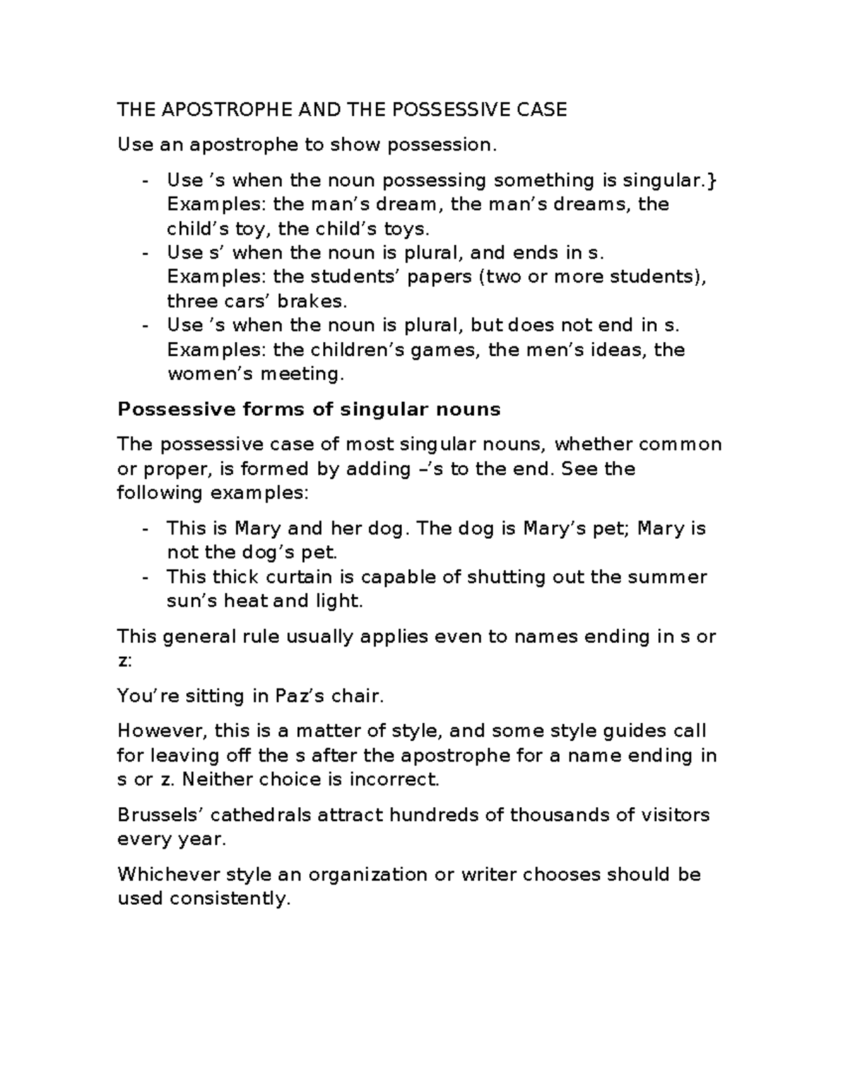 LAB N°4 - Apostrophe and Possessive Case Notes - Studocu