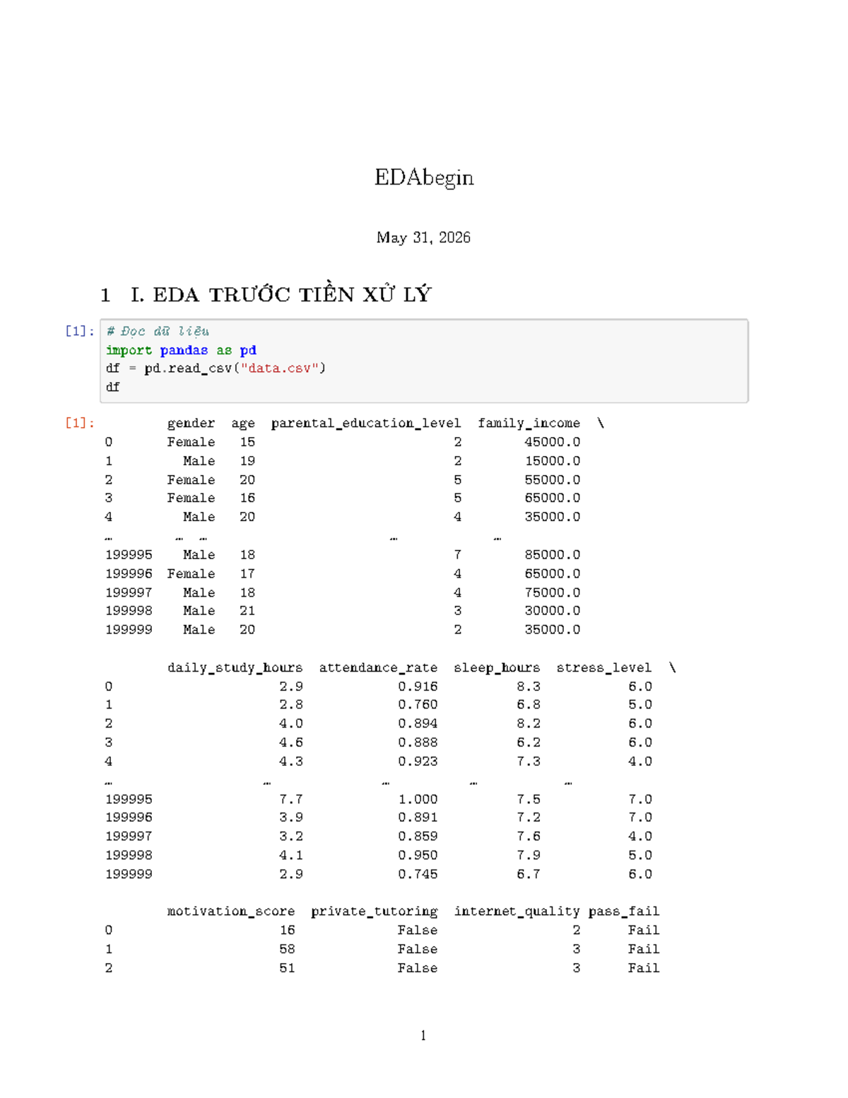 EDAbegin: EDA & Missing Value Handling - Nhóm 25 Final Project - Studocu