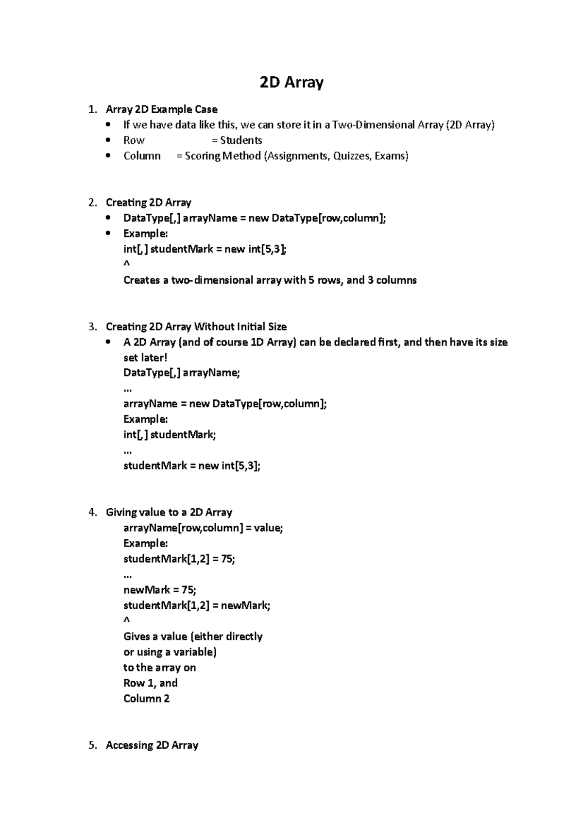 2d Array C 2d Array Array 2d Example Case If We Have Data Like This 2191