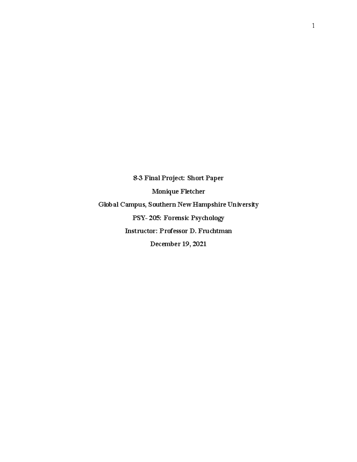 PSY- 205 Short Paper - coursework - 8-3 Final Project: Short Paper ...