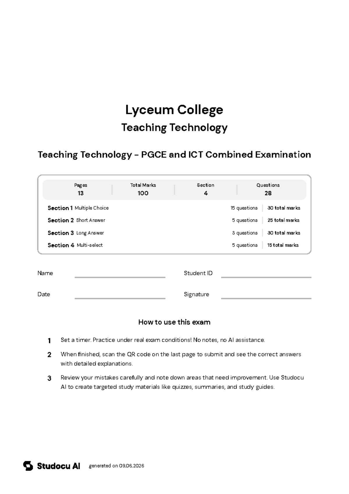 Teaching Technology - PGCE & ICT Combined Exam - Studocu