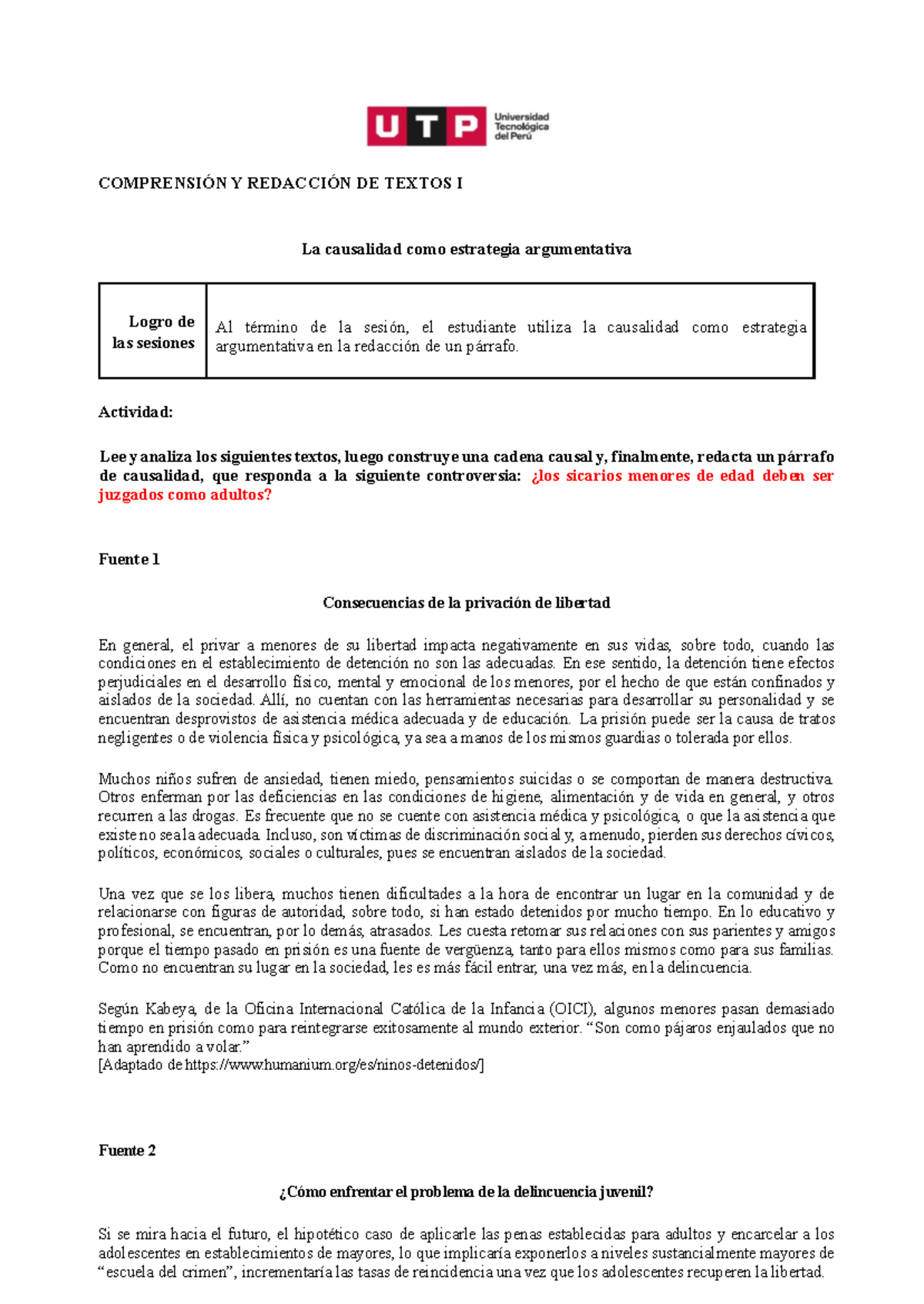 Ejercicio Semana 12: Causalidad en Argumentación - COMPRENSIÓN Y ...
