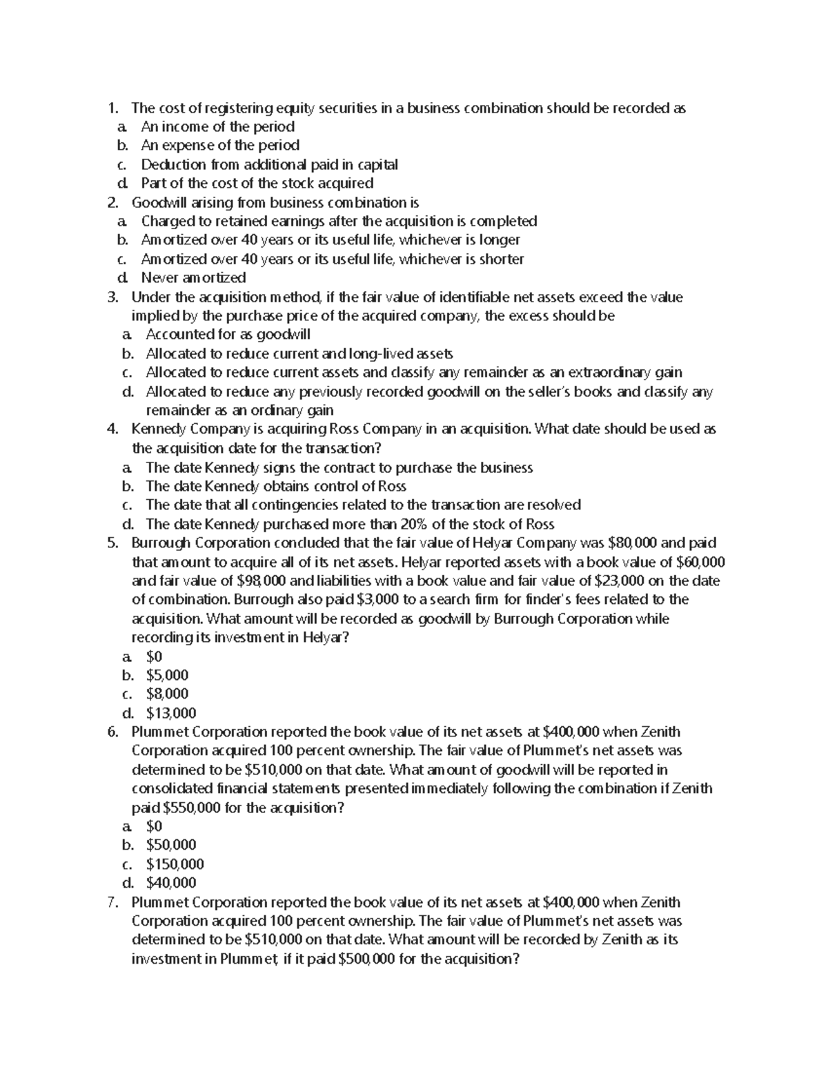 Practice Quiz - Advanced Accounting (Advacc1) - Studocu