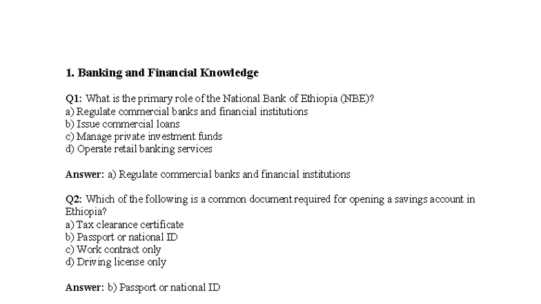Bank Employee Recruitment Test: Banking Knowledge & Accounting Q1-Q15 ...