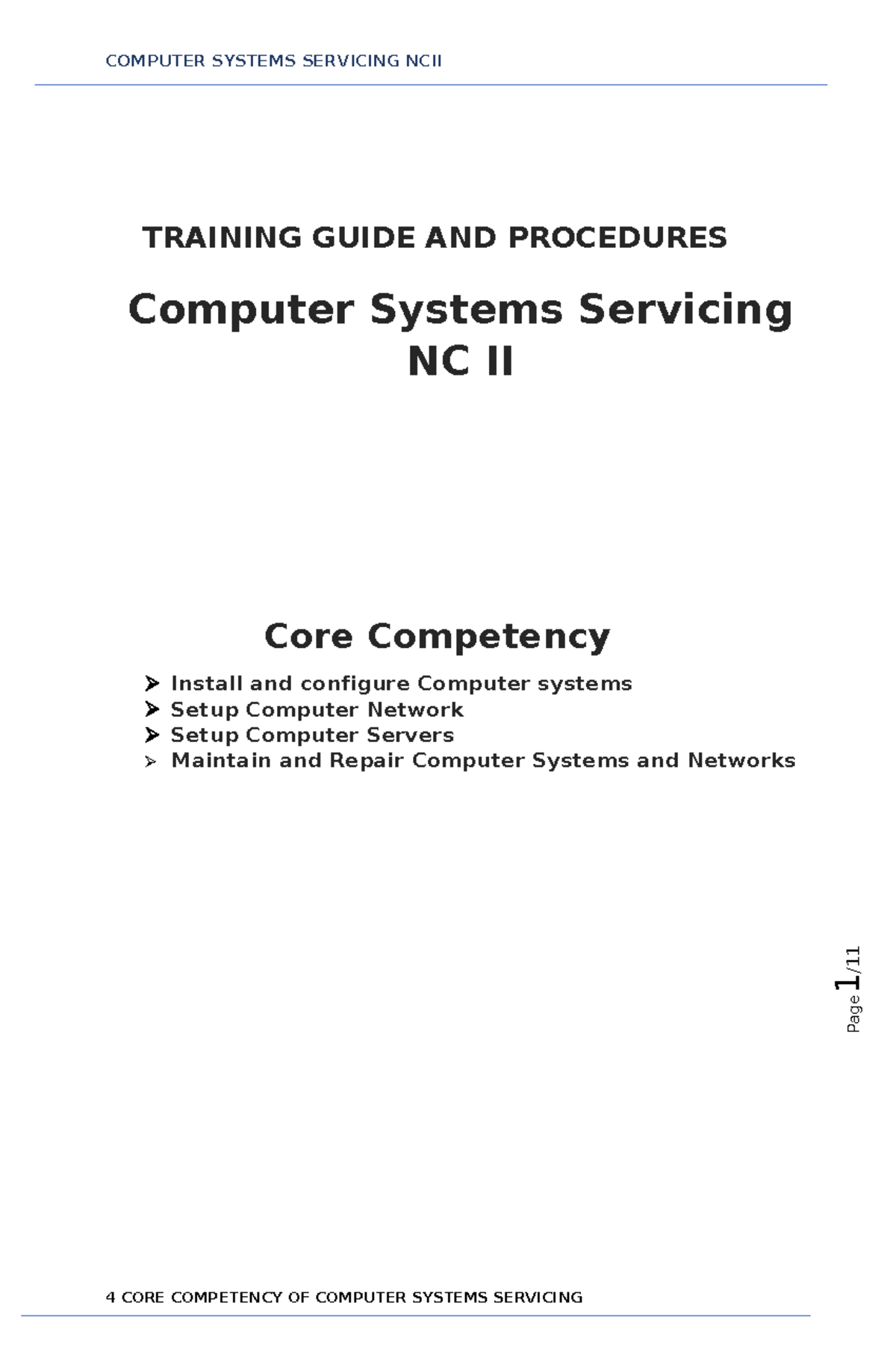 CSS procedure 2023 rev - ####### 4 CORE COMPETENCY OF COMPUTER SYSTEMS SERVICING TRAINING GUIDE ...