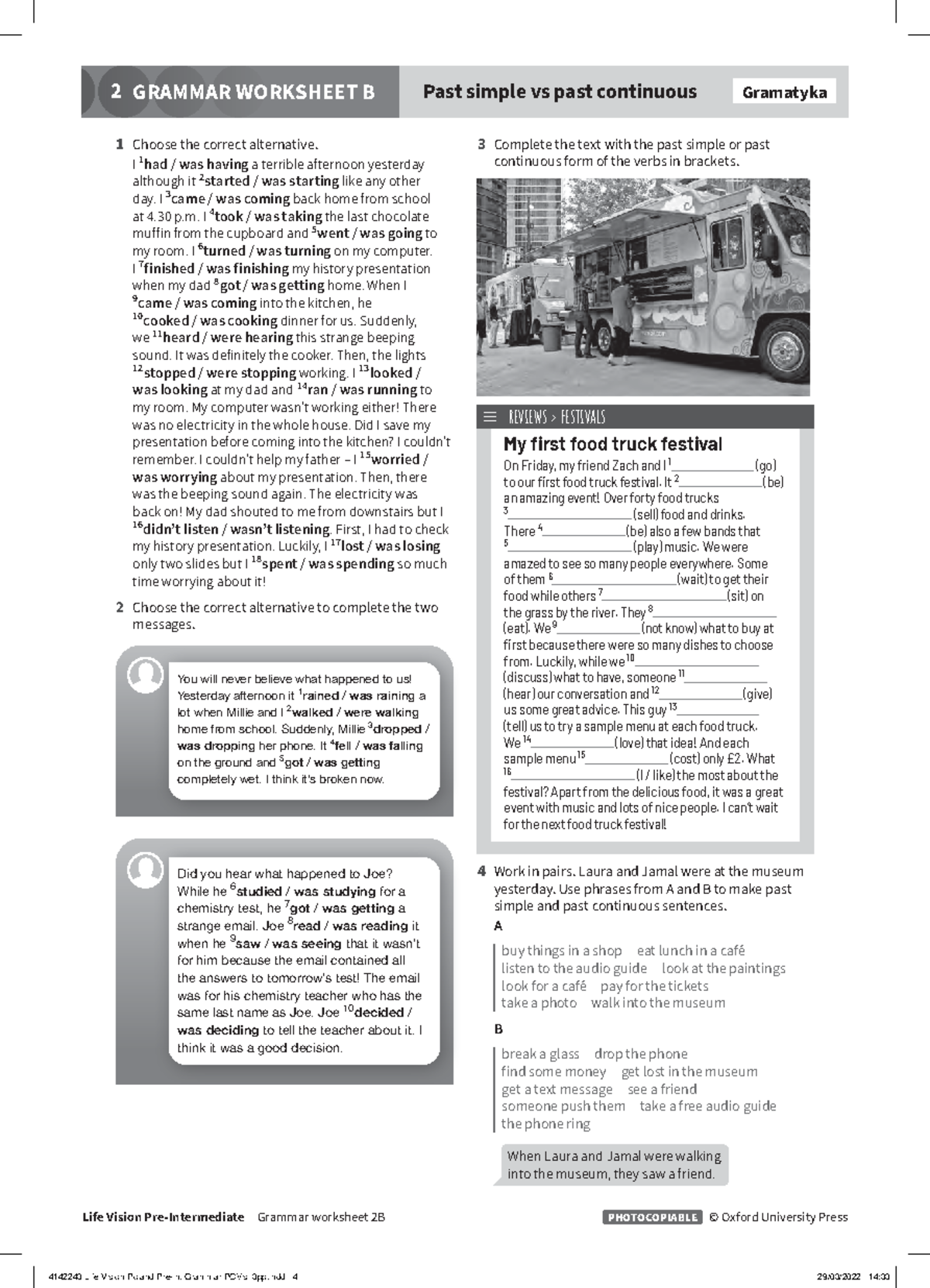 Life Vision Pre-Int Gram Worksheet B U2 - Life Vision Pre-Intermediate ...