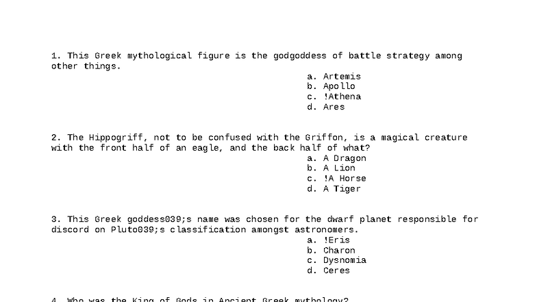 PHAR158 - Greek & Norse Mythology Quiz 1 - Studocu
