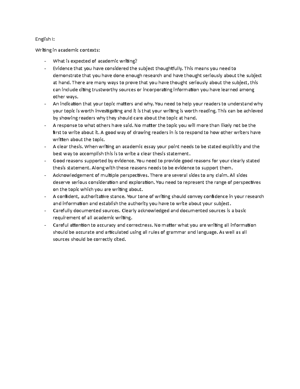 Writing in academic contexts - English I: Writing in academic contexts ...