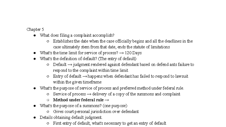 Chapter 5: Filing a Complaint - Key Concepts & Procedures (LAW 101 ...