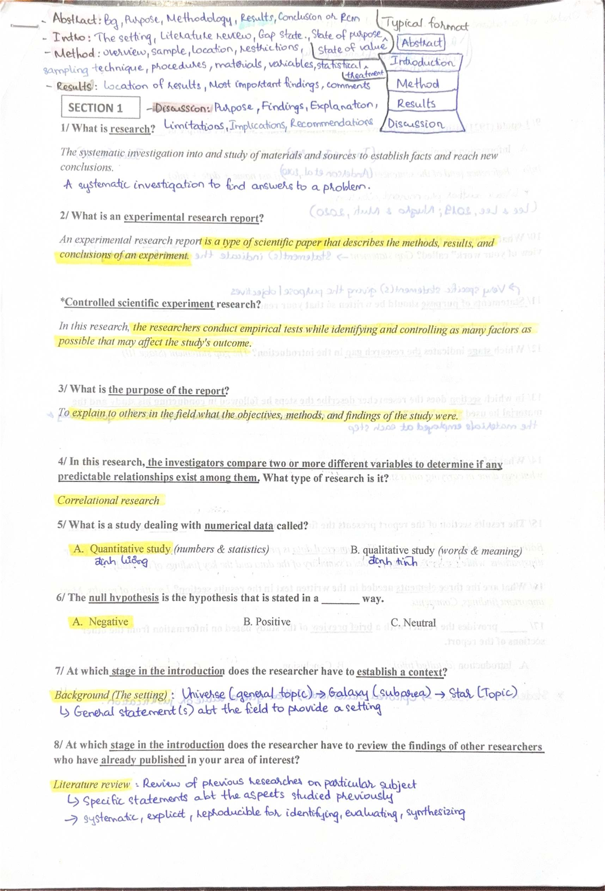 RCM 1 - Ôn Thi: Abstract, Methodology, Results & Discussion Guide - Studocu