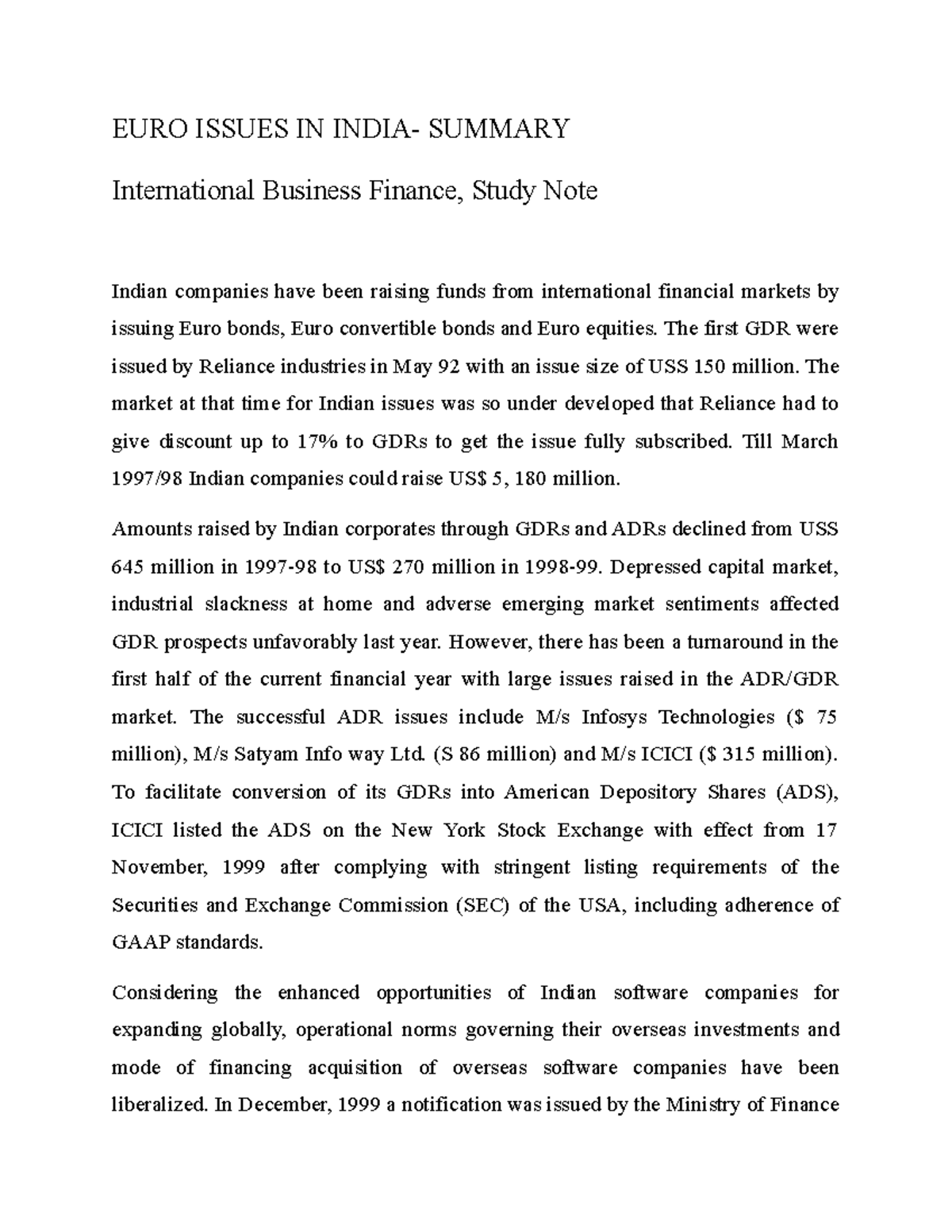 EURO Issues IN India - Its useful for examination - EURO ISSUES IN ...