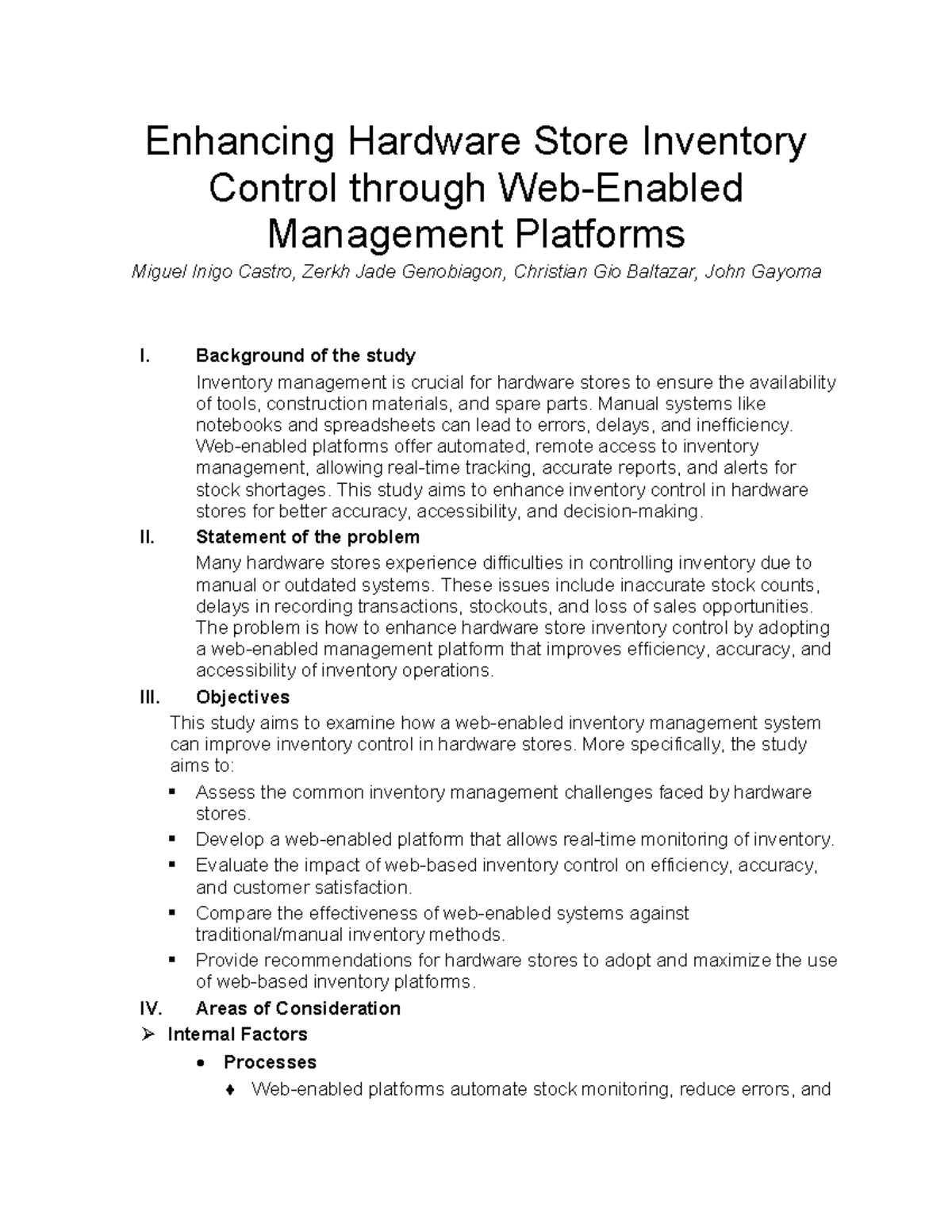 Case Study: Enhancing Inventory Control in Hardware Stores - Studocu