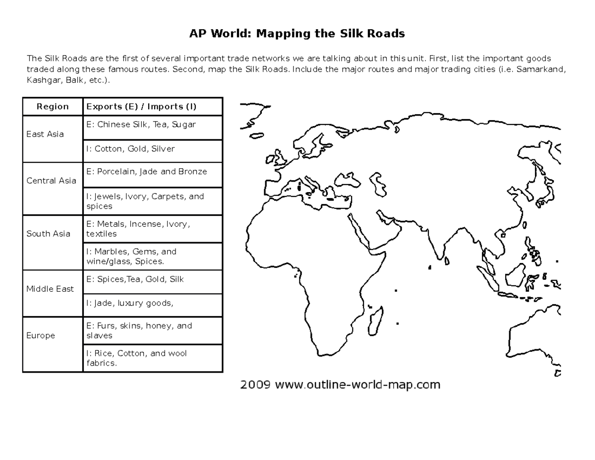 Mapping the Silk Roads Activity: Highlights & SAQ Practice 27-113011 ...