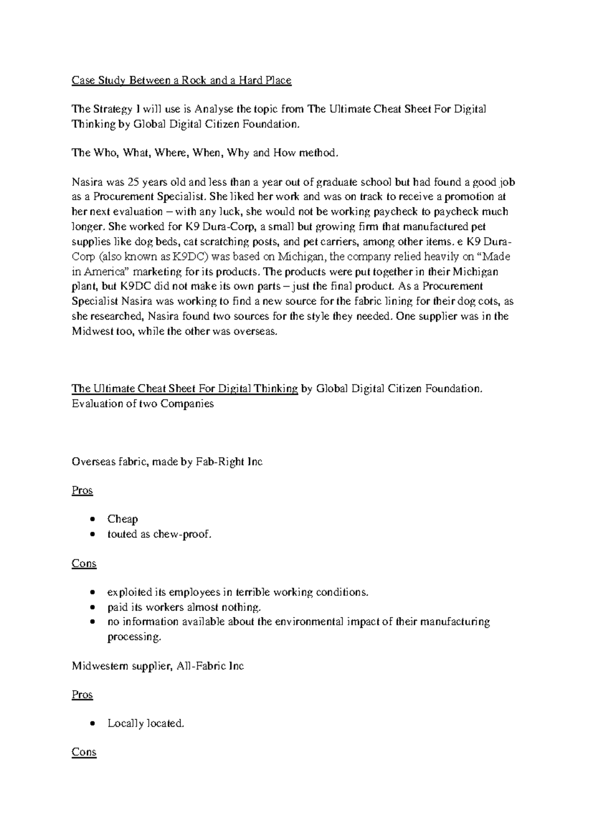 Case Study Between a Rock and a Hard Place - The Who, What, Where, When ...