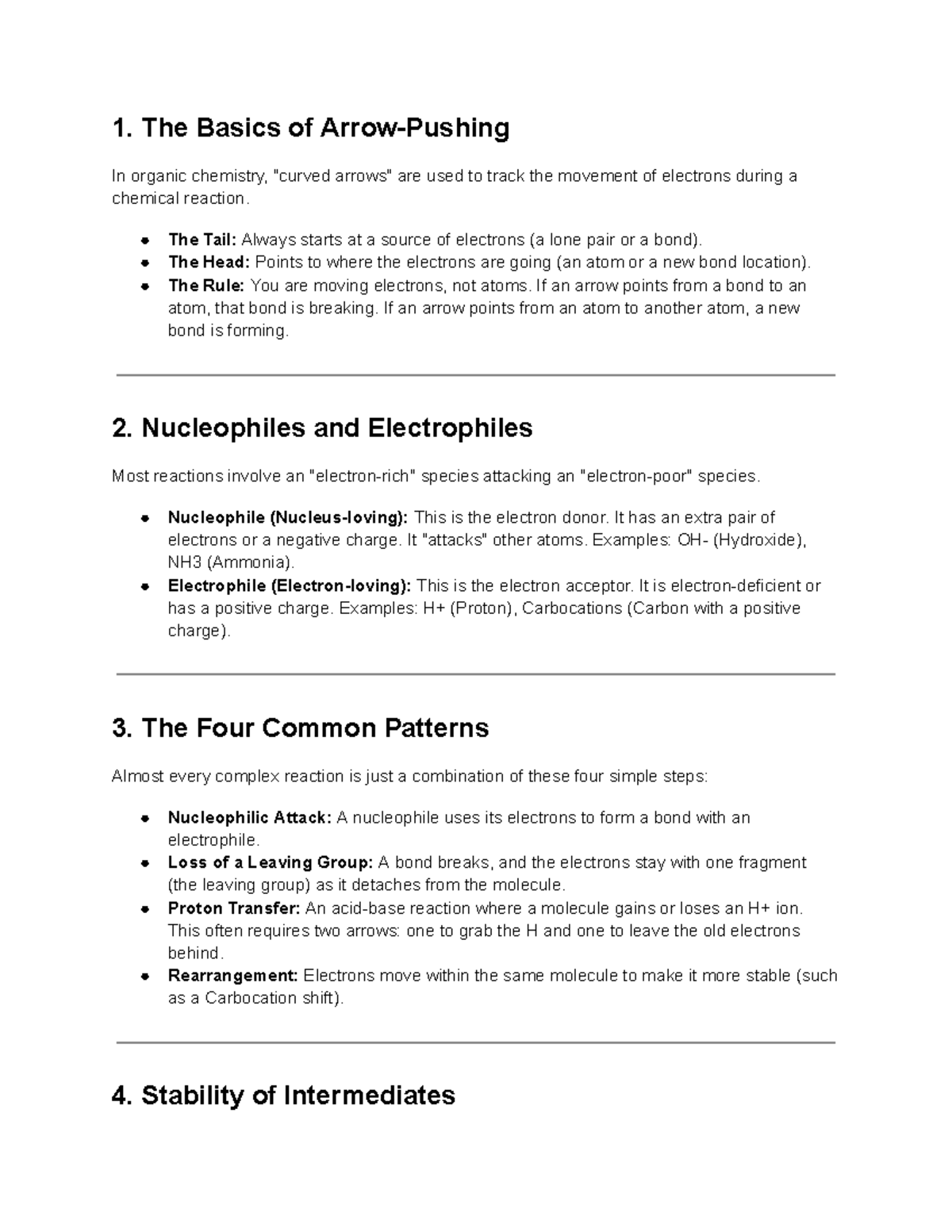 Organic Chem 6: Key Concepts on Electron Movement & Reactions - Studocu