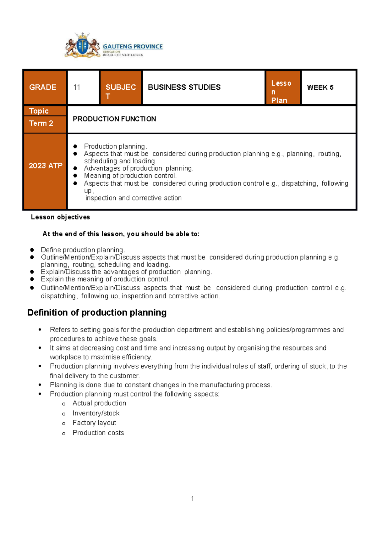 Business Studies Grade 11 Lesson Plans TERM 2 WEEK 5-7 - GRADE 11 ...