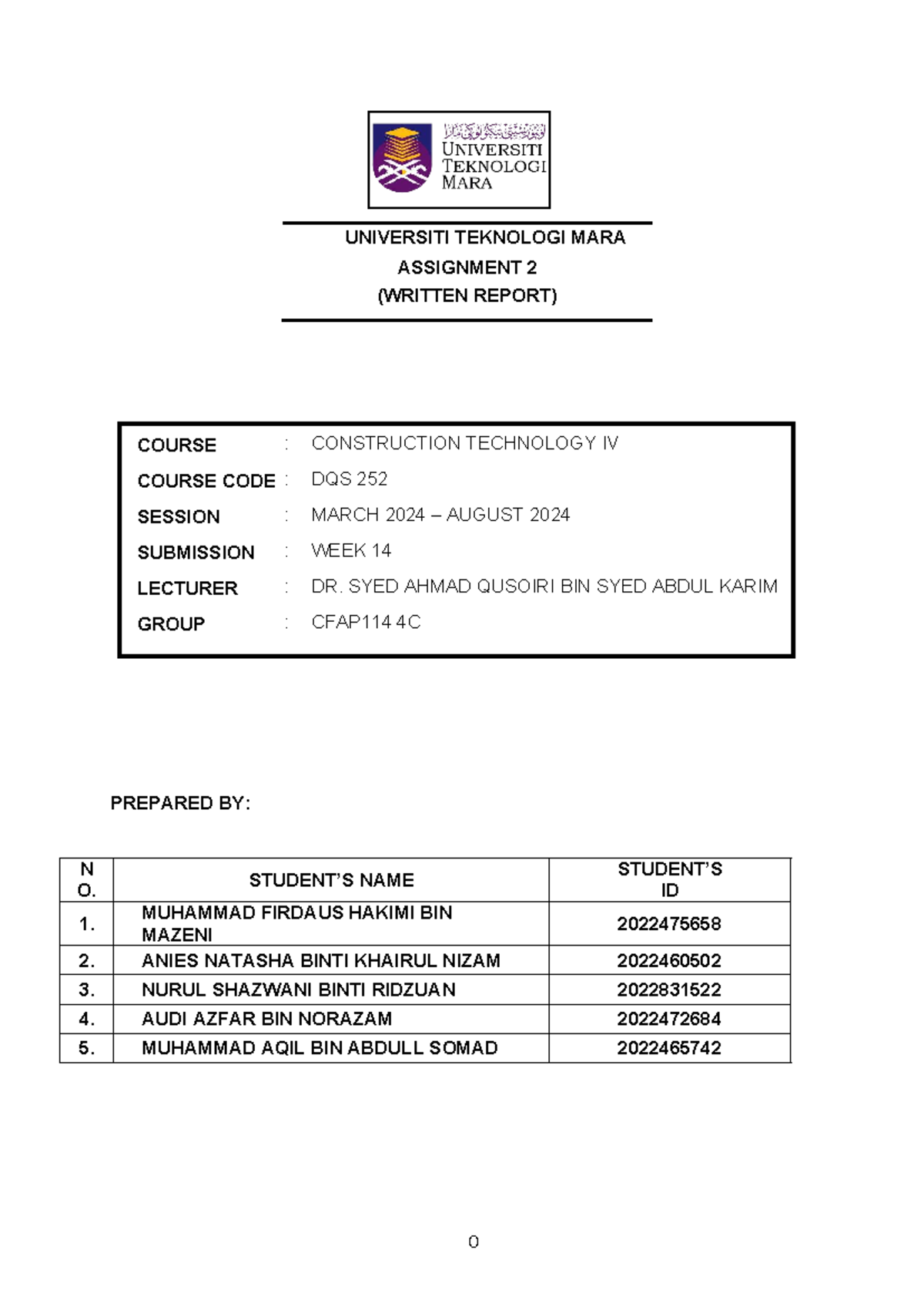 DQS 252 Construction Technology IV: Steel Portal Frames Report - Studocu