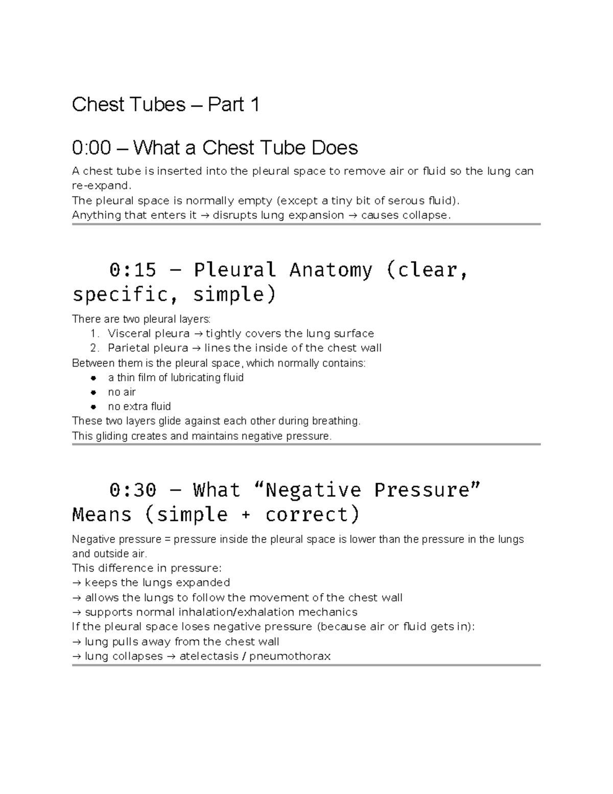 Chest Tubes Part 1: Understanding Insertion, Function, and Care - Studocu