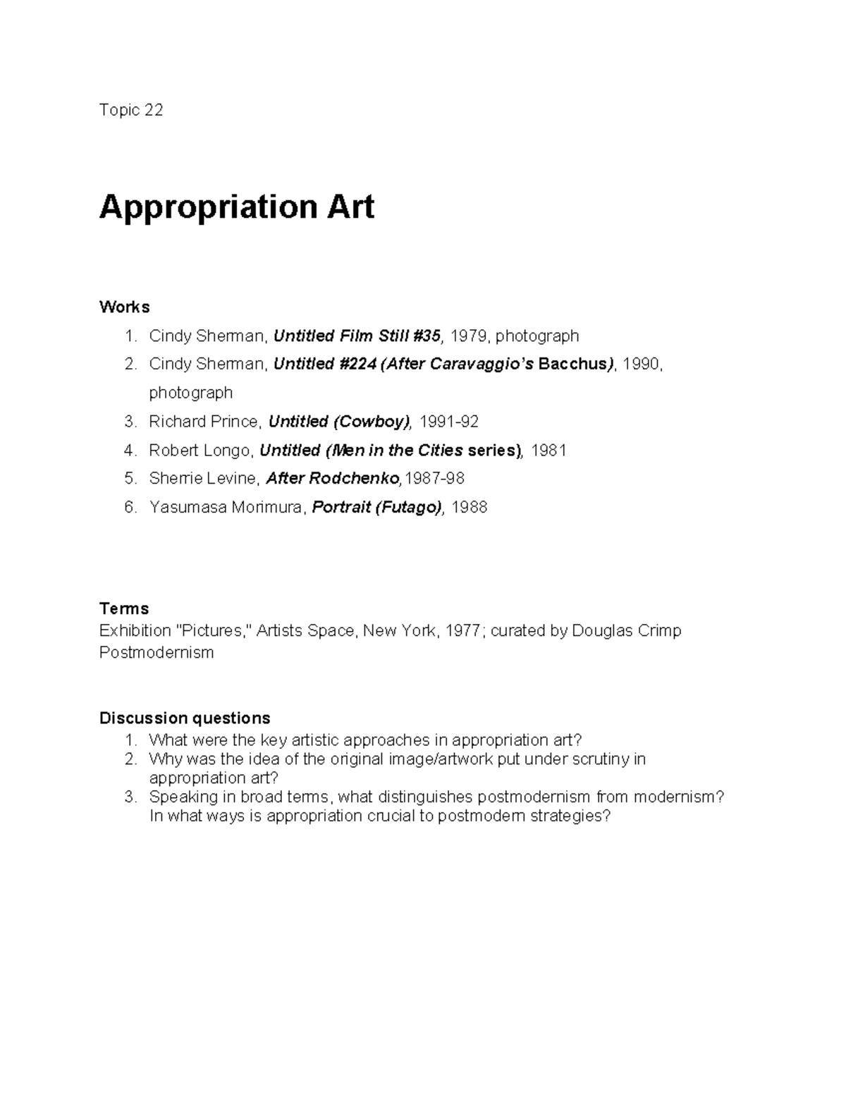 Appropriation Art: Key Concepts and Discussion Questions - Topic 22 ...
