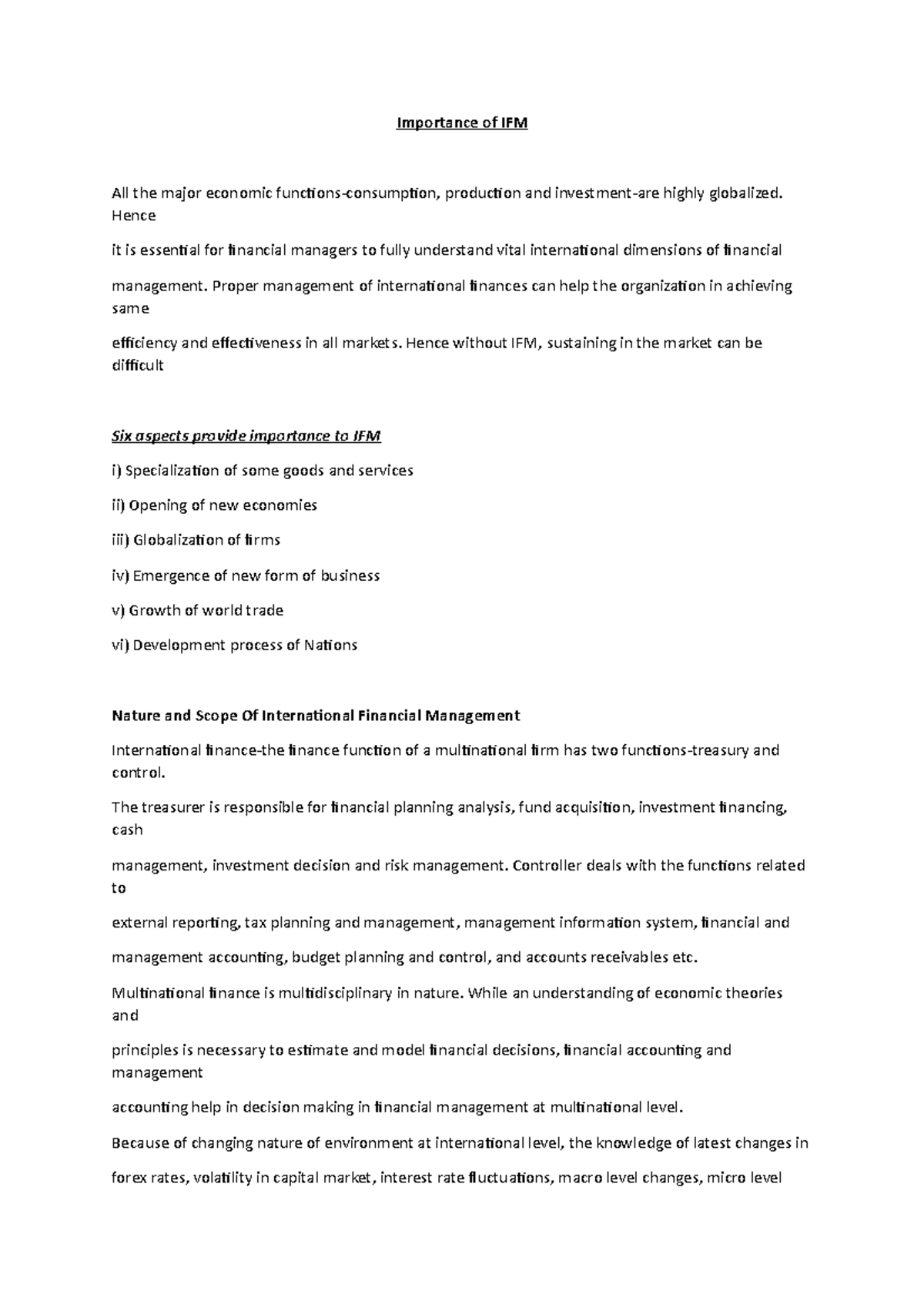 IFM 2 - Importance and Scope of International Financial Management ...
