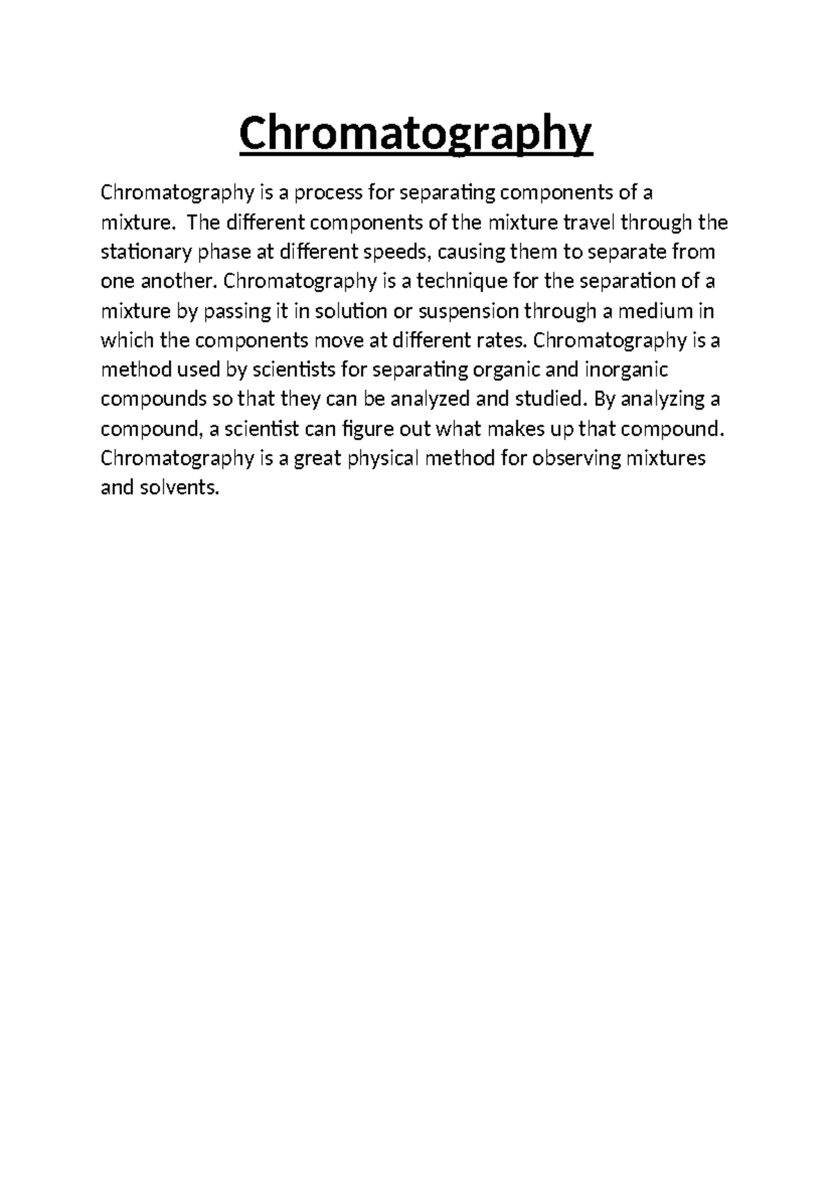 Chromatography - Key Concepts and Techniques Notes - Studocu