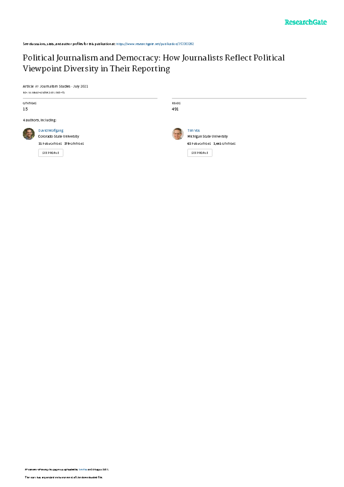 Political Journalism and Democracy: Analyzing Viewpoint Diversity in ...
