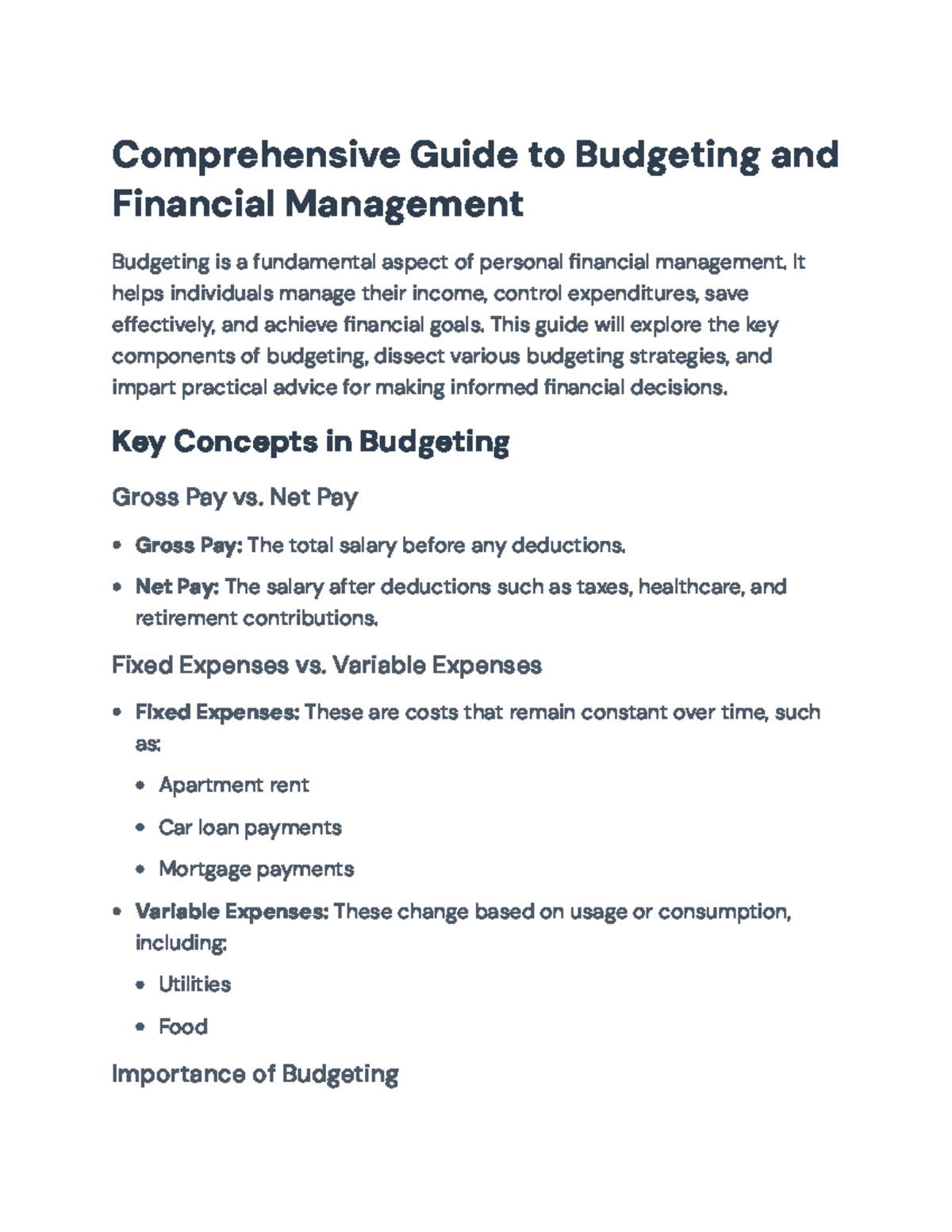 Comprehensive Guide to Budgeting and Financial Management ...