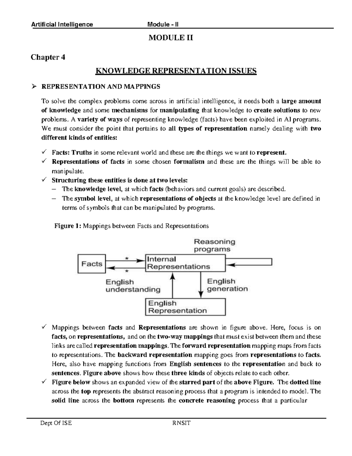 18CS753 AI Module 22 - Chapter 4 MODULE II KNOWLEDGE REPRESENTATION ISSUES REPRESENTATION AND ...