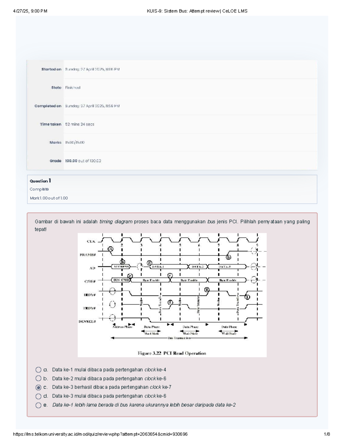 KUIS-9 Sistem Bus: Attempt Review CeLOE LMS Questions and Answers - Studocu